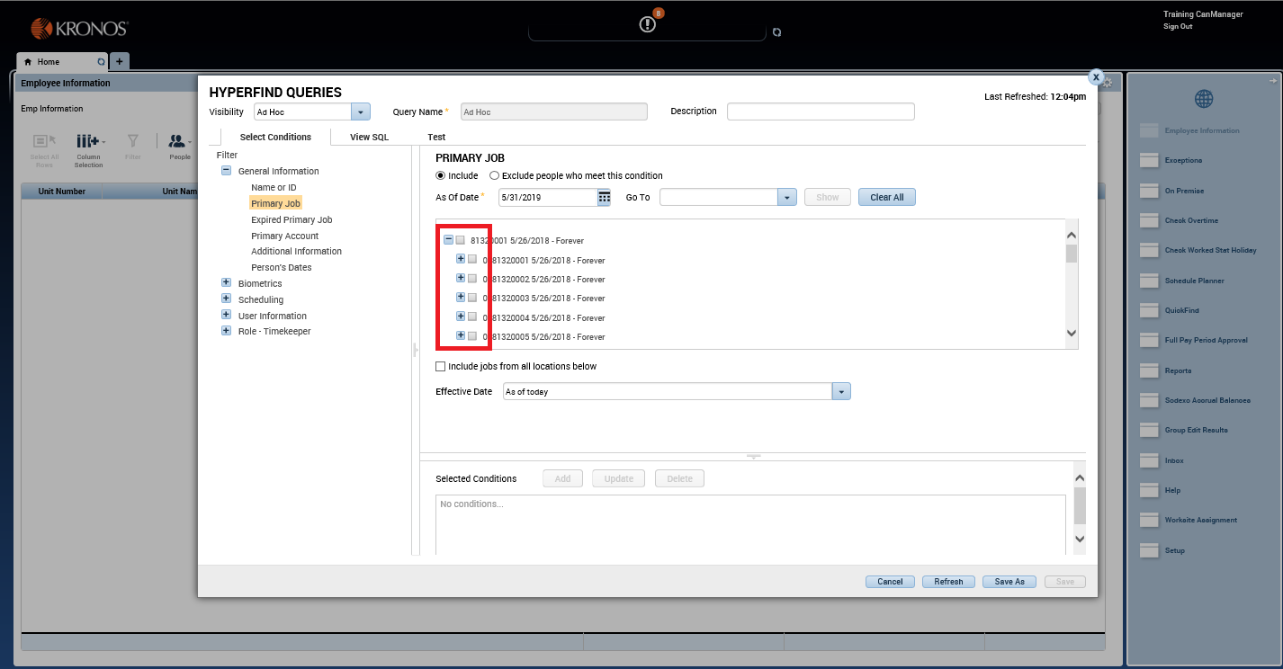 in the hyperfinds field and select edit ad hoc in the hyperfind queries ...
